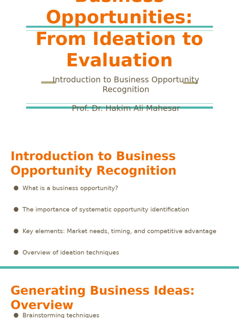 Business Opportunity Recognition Guide | PDF | Business Economics ...