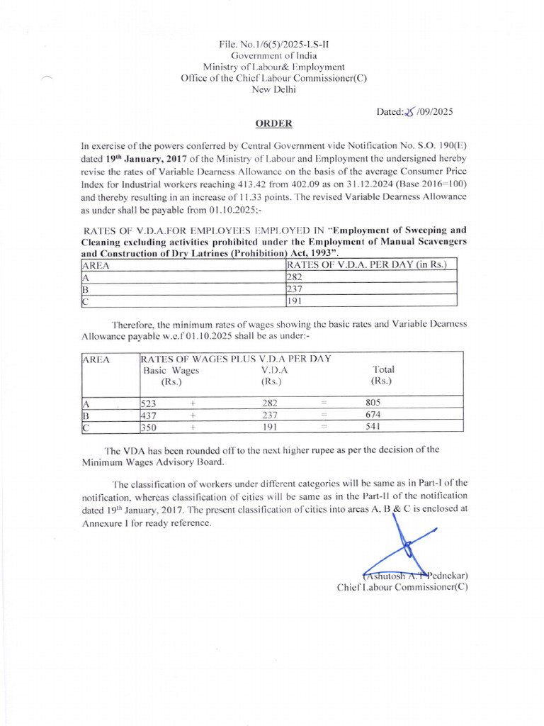 Revised Variable Dearness Allowance 2025 | PDF | Wages And Salaries ...