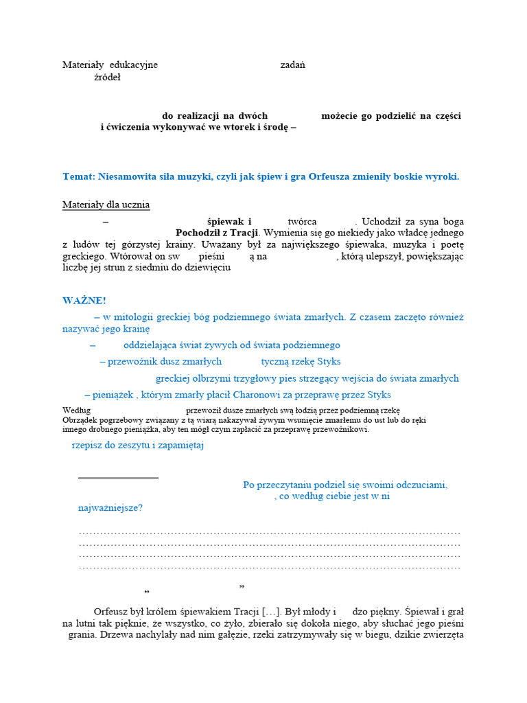 5a, 5c, 5e Język Polski 24.-25. 03. 2020 | PDF