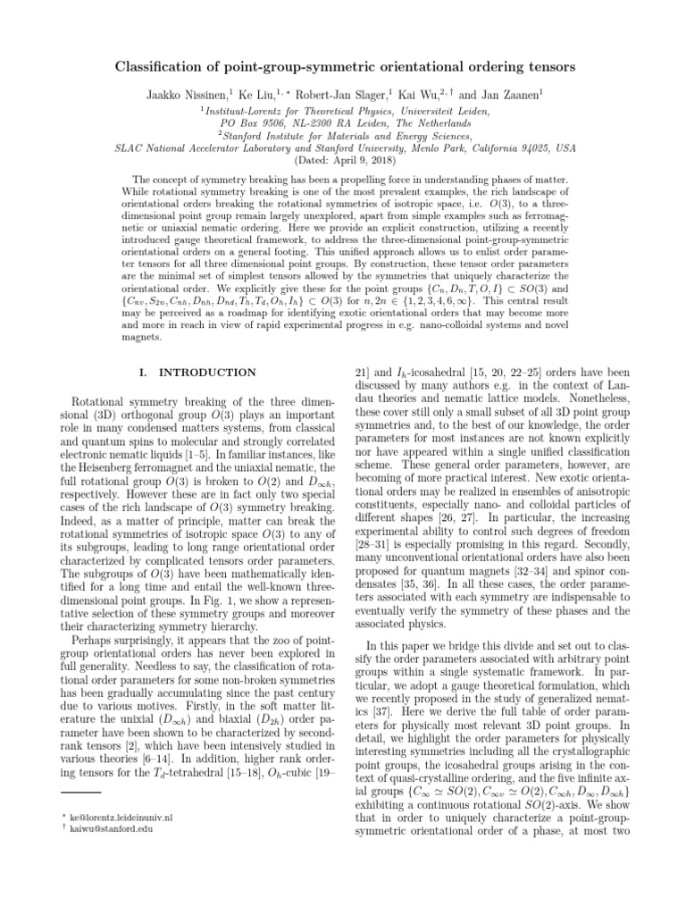 Classification of Point Group Symmetric | PDF | Liquid Crystal | Tensor