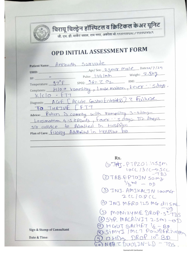 OPD Assesment With IPD Assesment CHK Akola | PDF