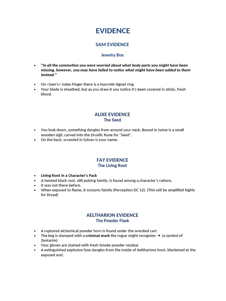 Character Evidence and Clues Analysis | PDF
