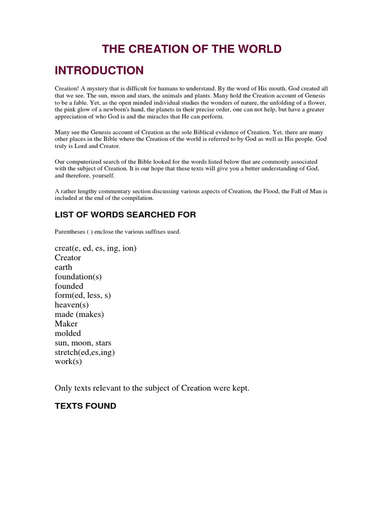 Biblical Account of Creation | PDF | Genesis Creation Narrative ...