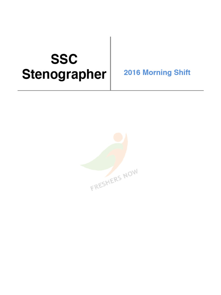 SSC Stenographer 2016 Morning Shift English | PDF