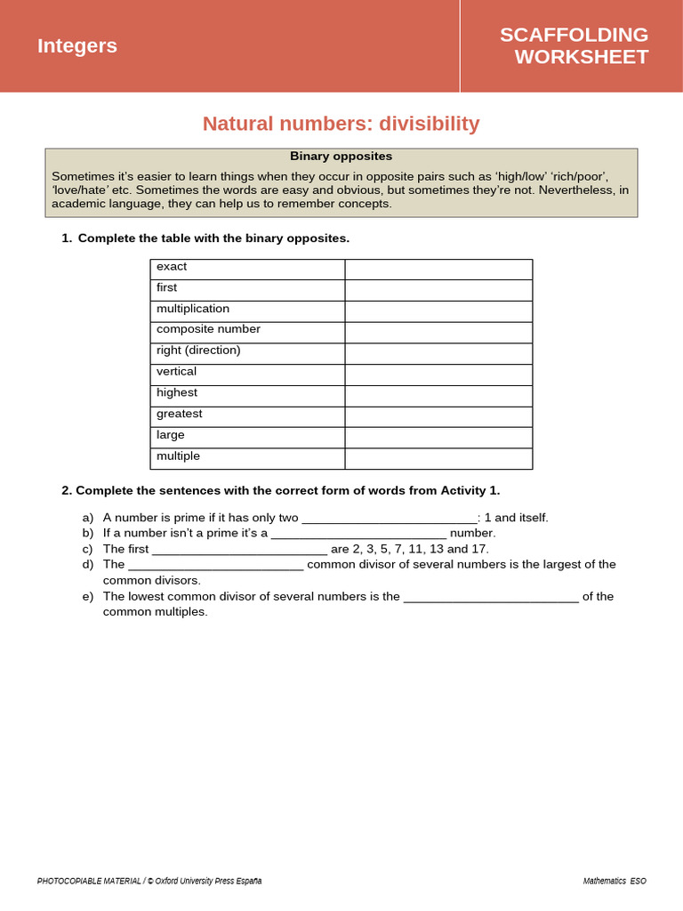 Integers Scaff Worksheet Sol | PDF | Numbers | Elementary Mathematics