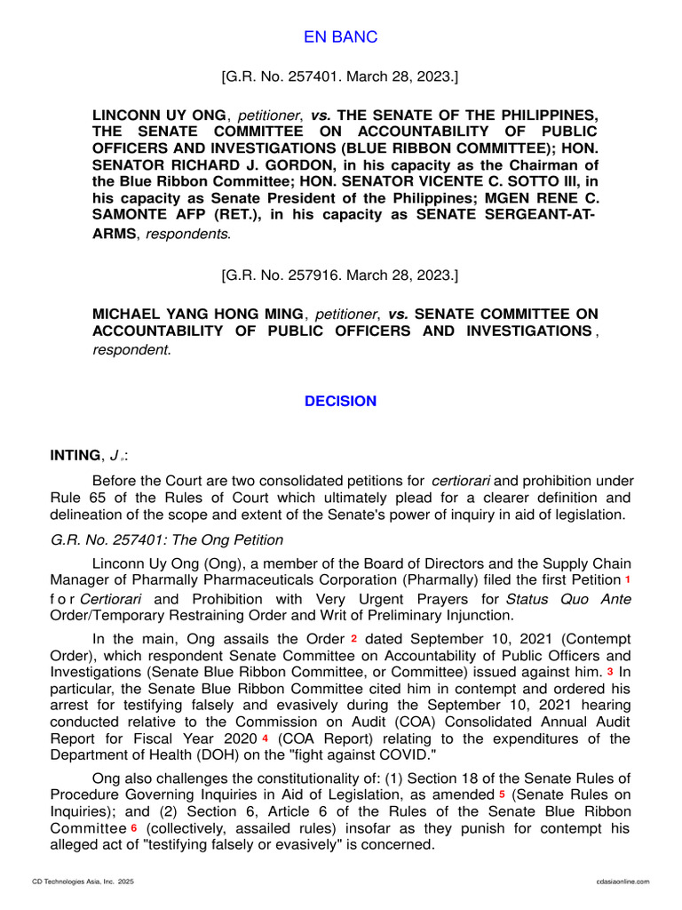 Ong v. Senate of The Philippines | PDF | Government | Political Law