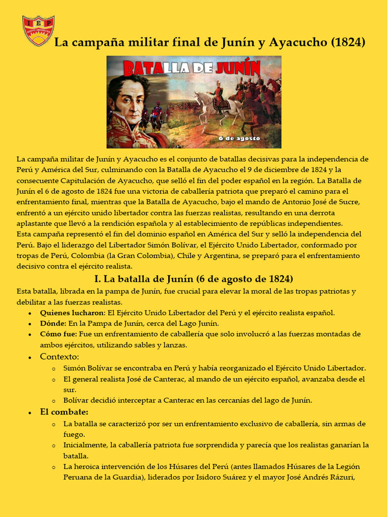 Campaña Militar de Junin y Ayacucho | PDF | Colonización española de ...