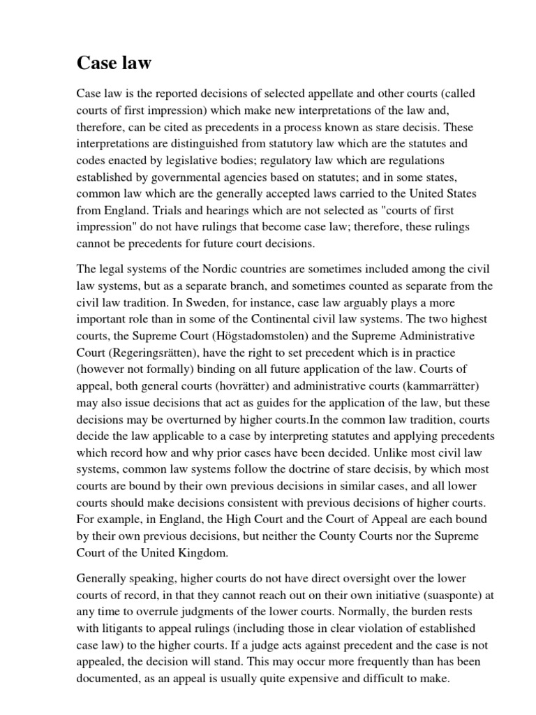 Case Law | PDF | Case Law | Precedent