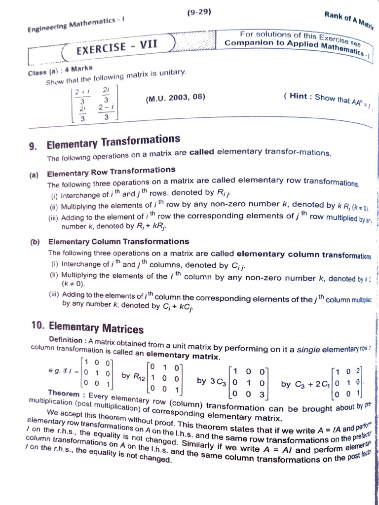 Rank of Matrices | PDF