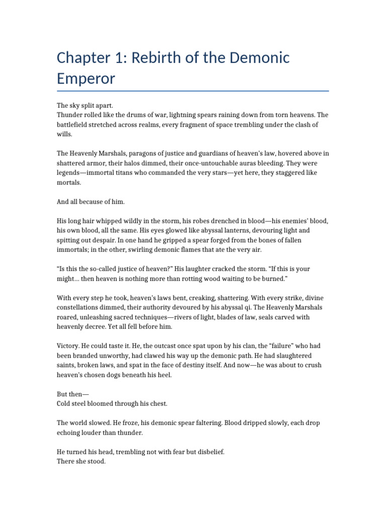 Rebirth of The Demonic Emperor Chapter1 | PDF