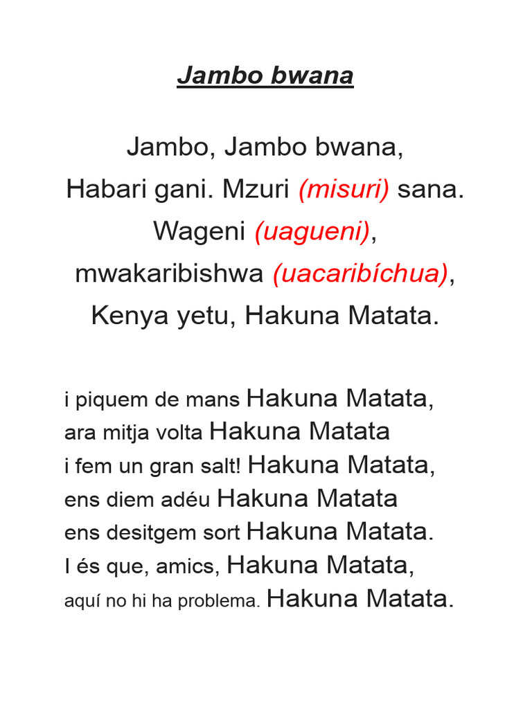 Jambo Bwana | PDF