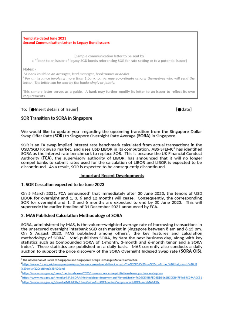 Letter Template - Bond Issuers | PDF | Libor | Bonds (Finance)