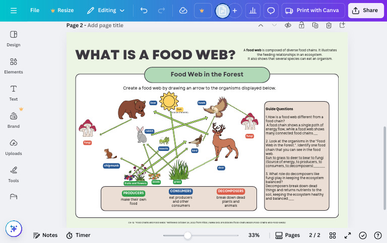 (STUDENT's COPY) Food Chain Vs Food Web Asynch Activity - (Answer Key ...