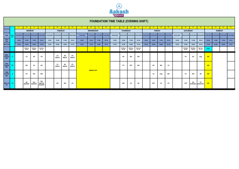 Foundation - Time-Table (15 To 21-05-23) | PDF