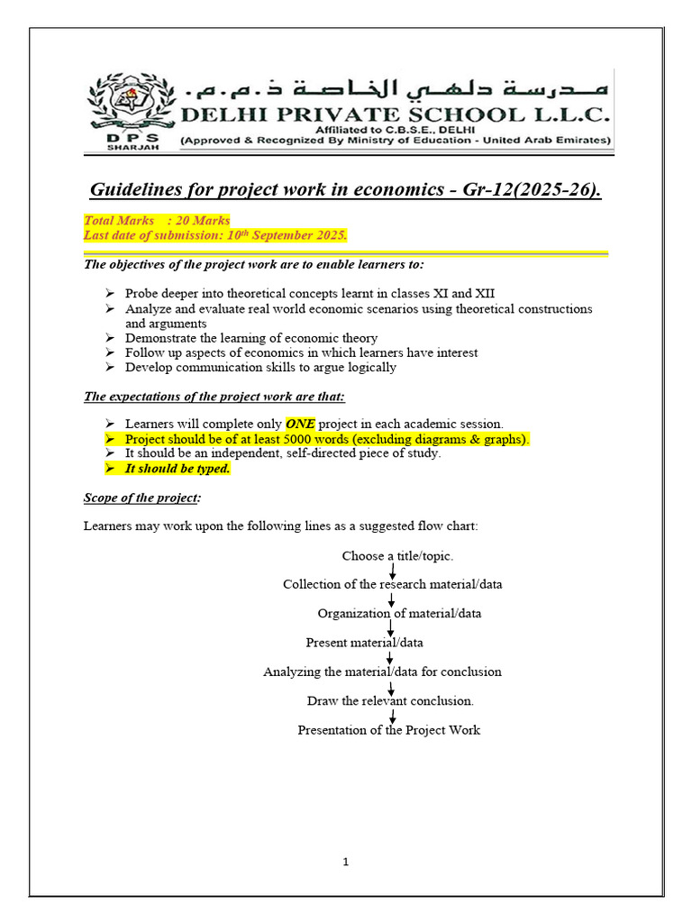 Grade 12 Economics Project Guidelines | PDF | Economics | Learning