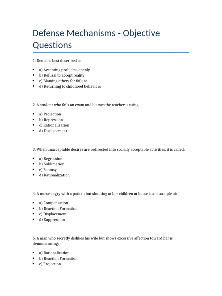 Understanding Defense Mechanisms | PDF | Mental Health | Psychology