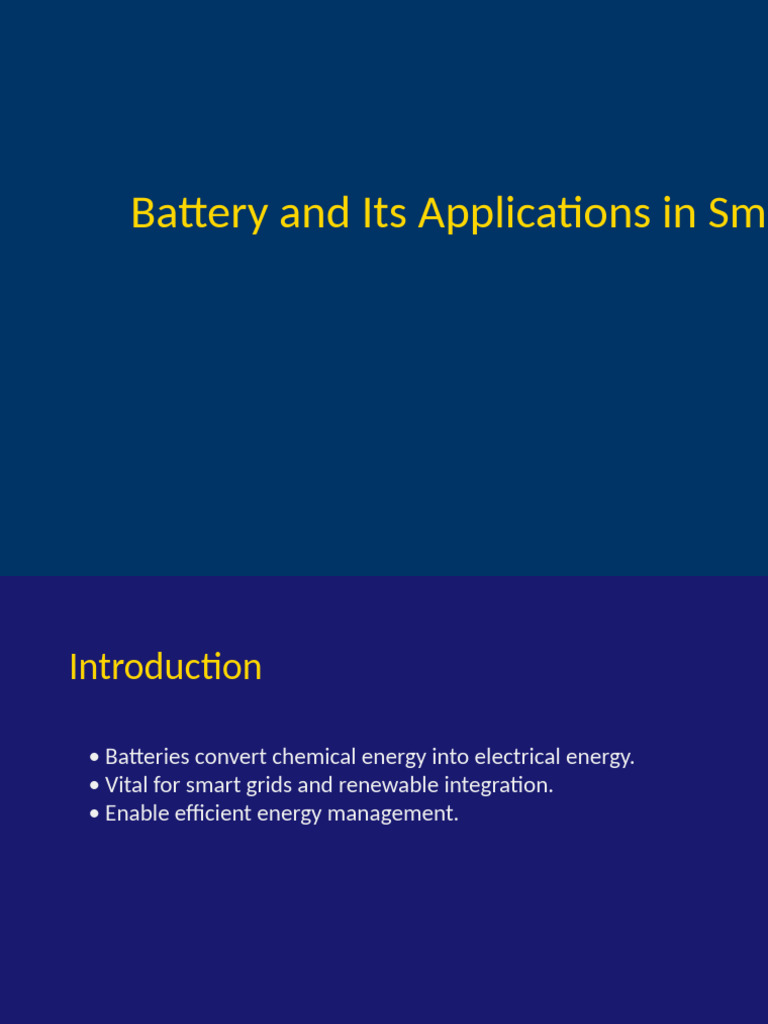 Batteries in Smart Grid Applications | PDF