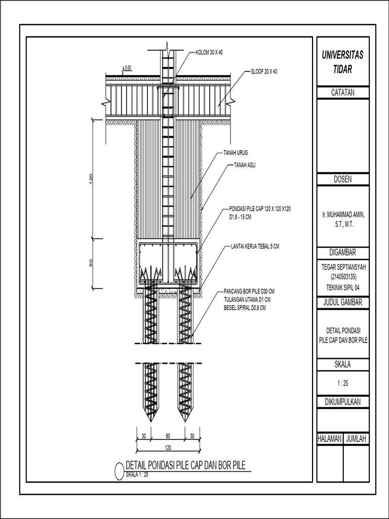 Detail Pondasi Pile Cap dan Bor Pile | PDF