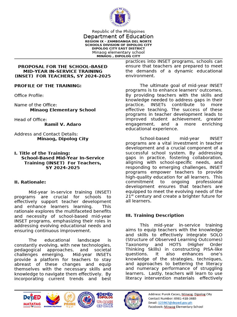 Inset - Midyear Sy 2024-2025 (Final) | PDF | Learning | Teachers