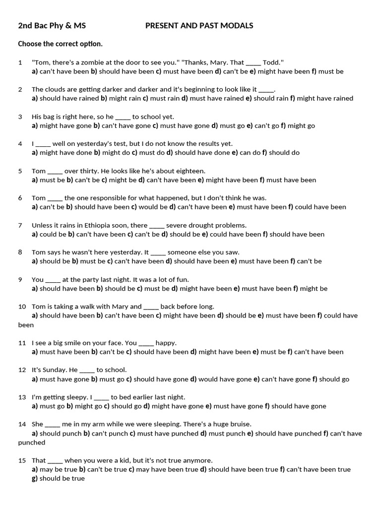 Present and Past Modals | PDF