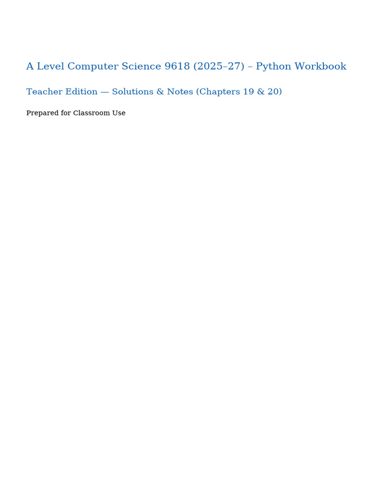 A Level Computer Science Python Solutions | PDF