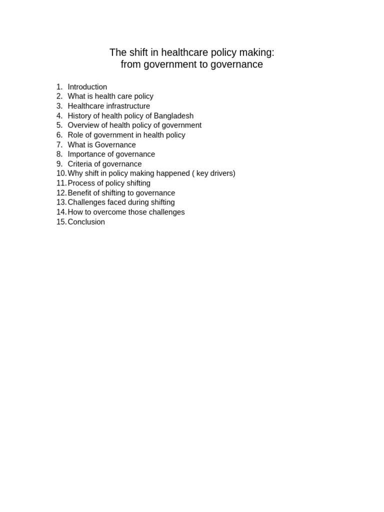 The Shift in Healthcare Policy Making | PDF