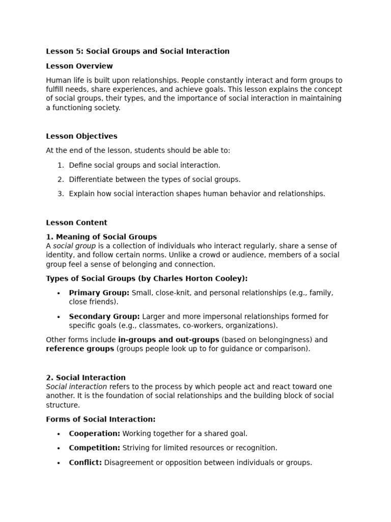 Understanding Social Groups & Interaction | PDF