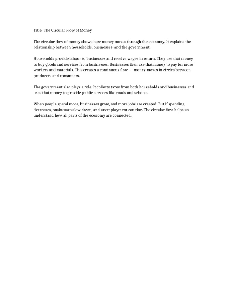 5 - The Circular Flow of Money | PDF