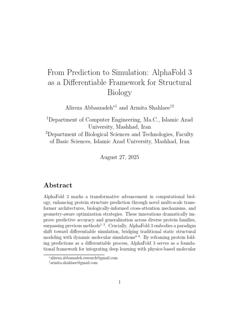From Prediction To Simulation: AlphaFold 3 As A Differentiable ...