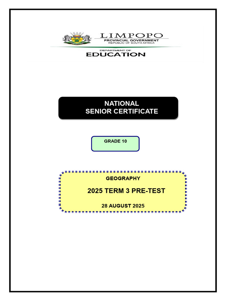 Grade 10 Geography Pre-Test: Population | PDF | Human Migration ...