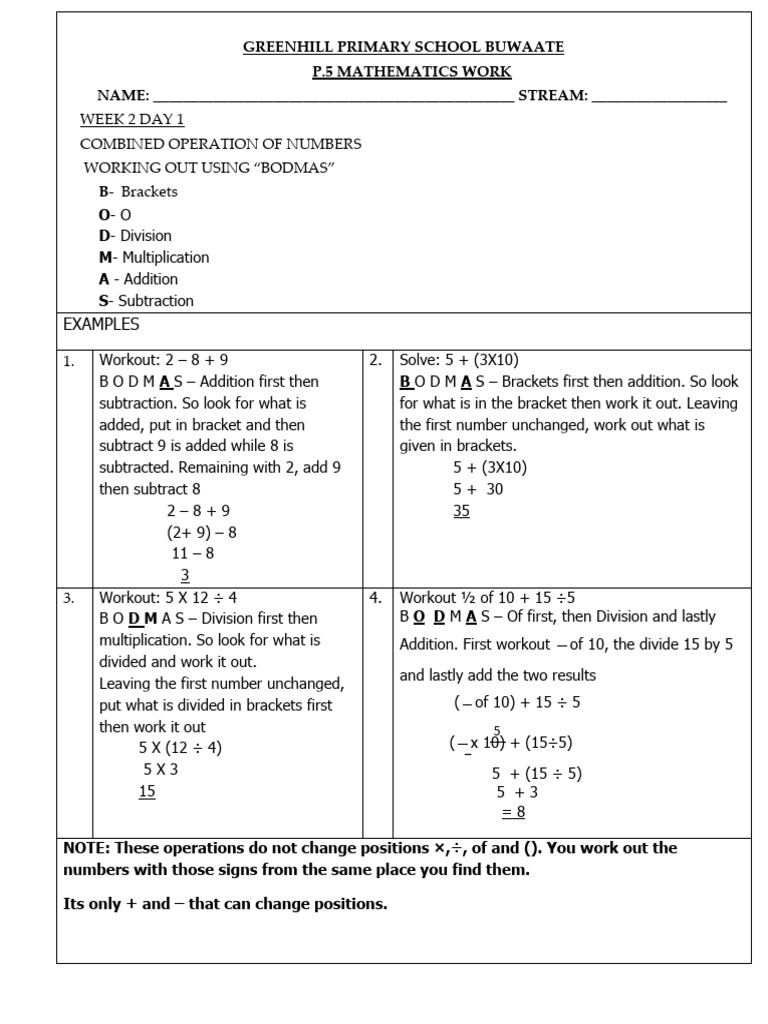 Greenhill Primary School Buwaate p.5 Mathematics Work | PDF | Decimal ...