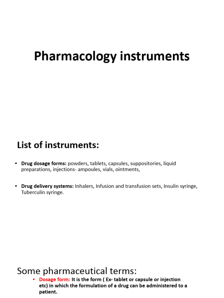 Essential Pharmacology Instruments Guide | PDF | Tablet (Pharmacy ...