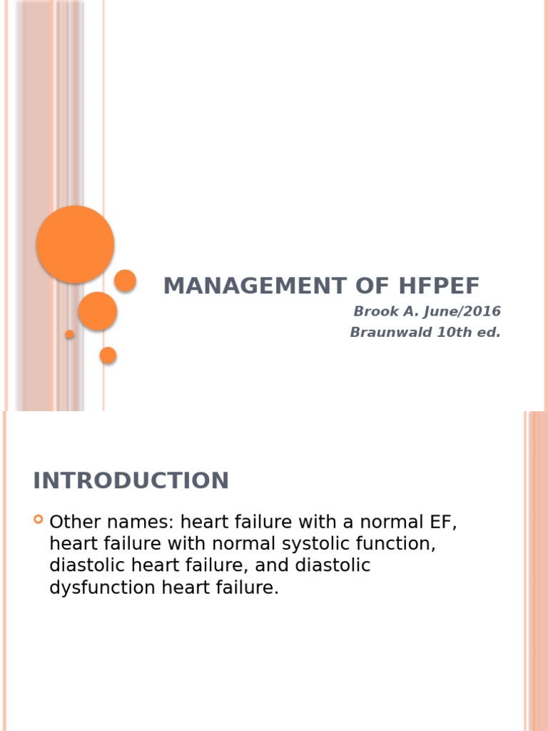 Management of HFpEF | PDF | Diastole | Ventricle (Heart)