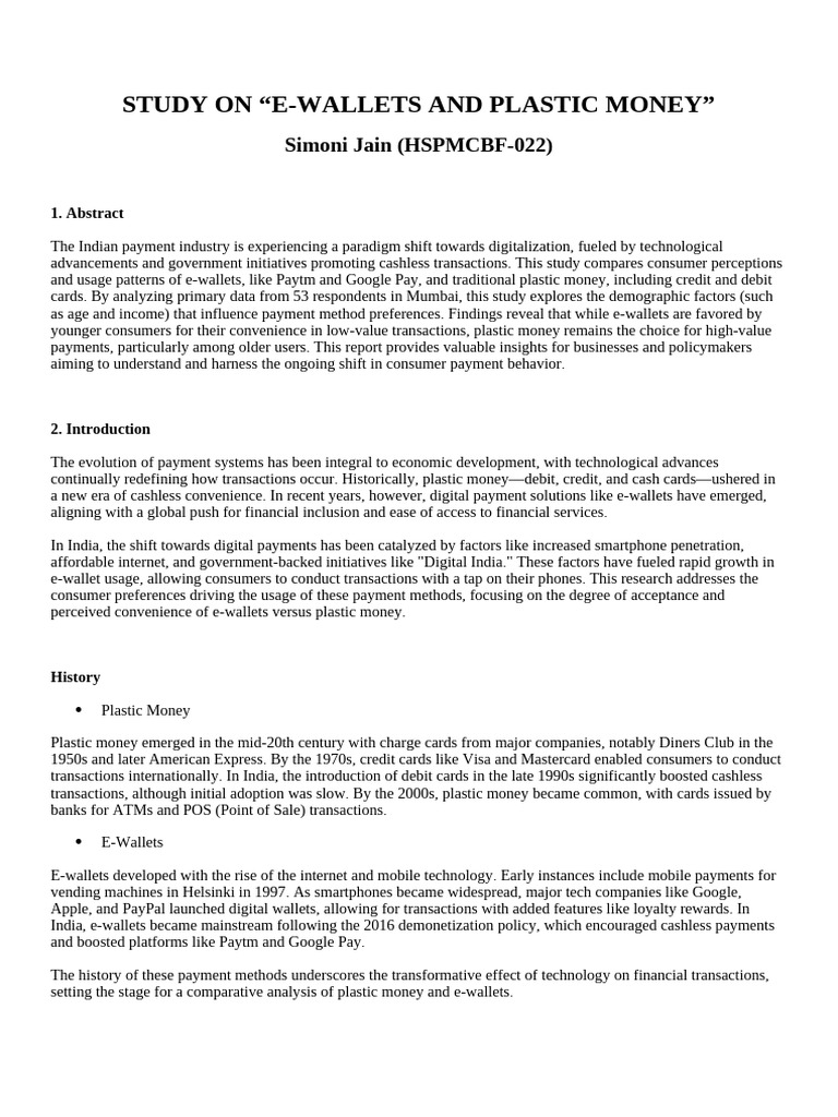 Ewallet and Platic Money - v1 | PDF | Survey Methodology | Consumer ...