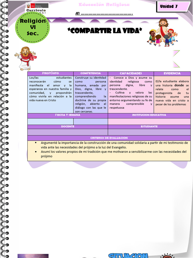 Ficha de Actividad S1 (U7) Ciclo VI (1°2°) - RELIGIÓN | PDF | Jesús | Amor