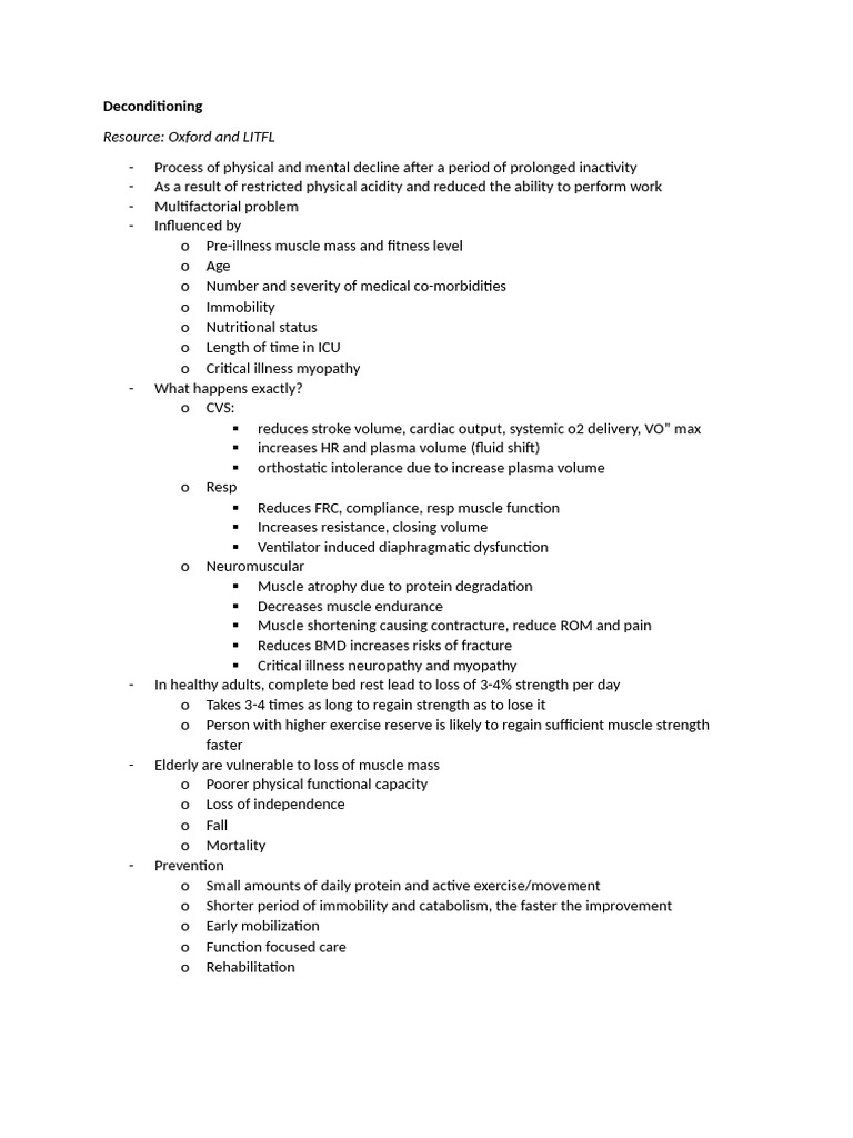 Understanding Deconditioning Effects | PDF