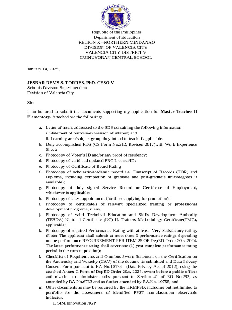 Letter of Intent For MT II | PDF