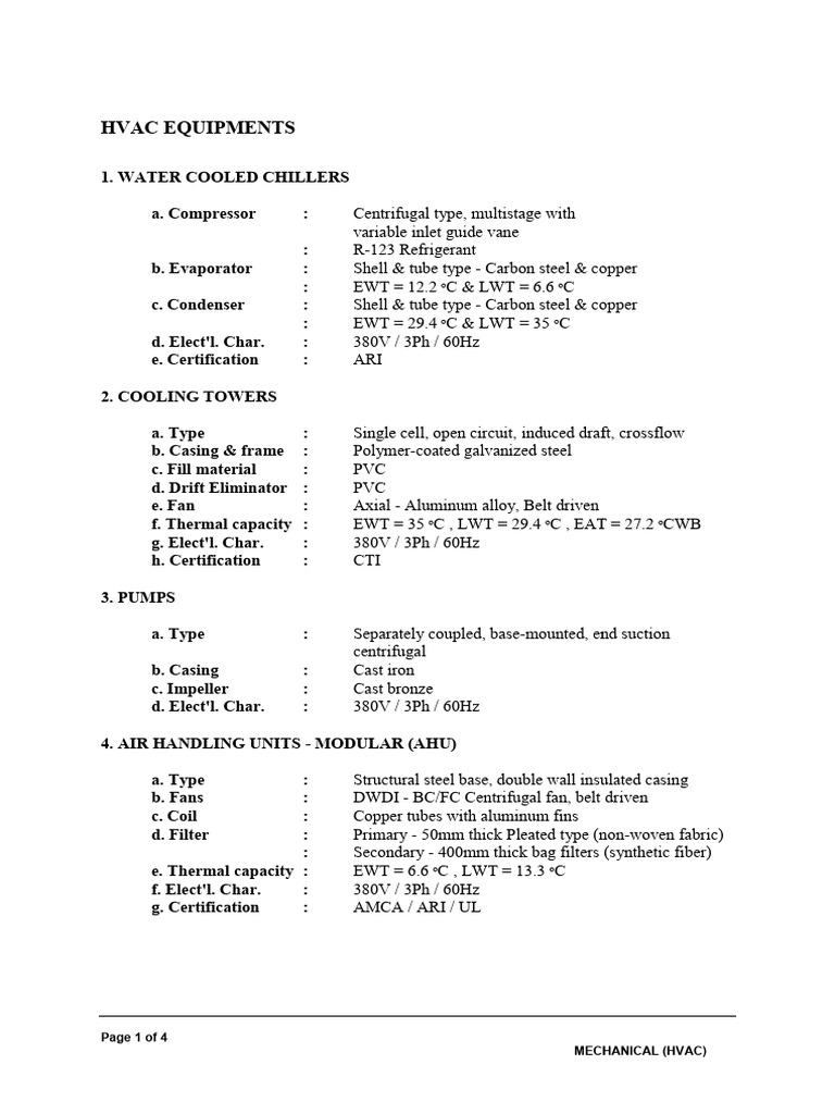 Outline Specifications - Mechanical (HVAC) | PDF | Duct (Flow) | Pipe (Fluid Conveyance)