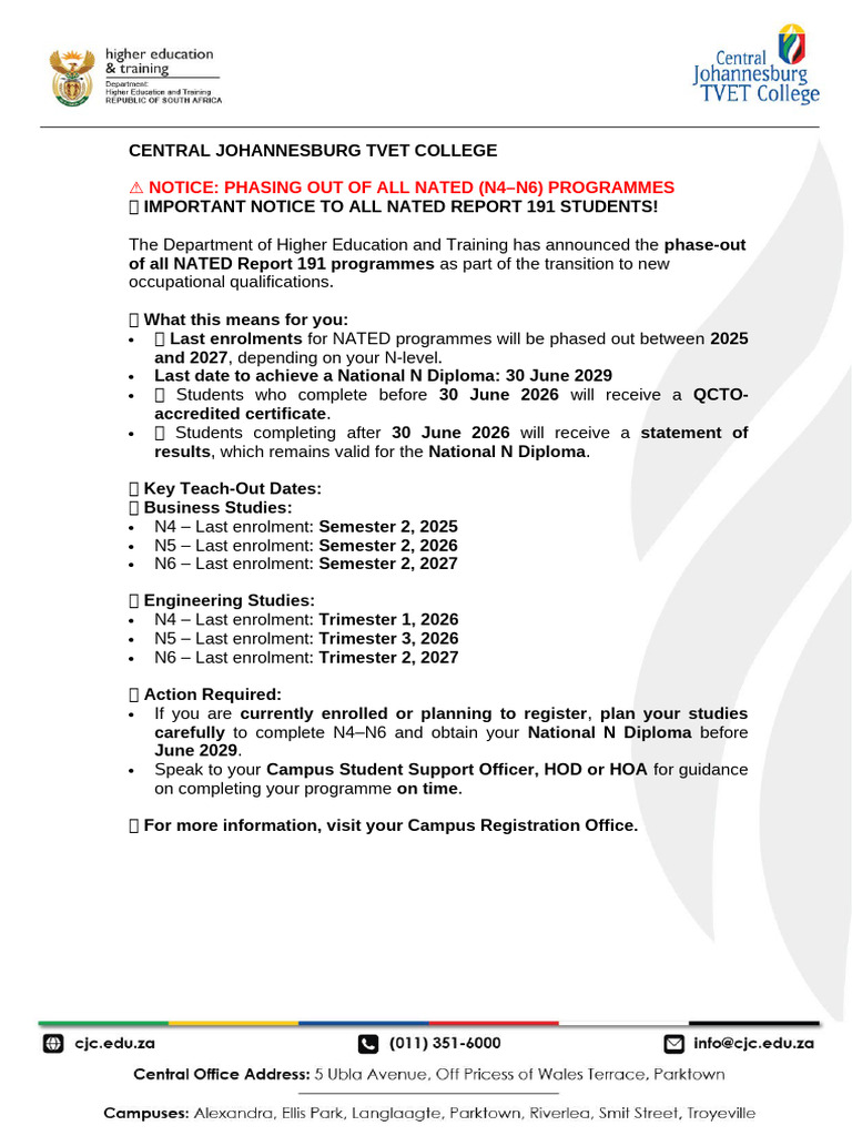 NATED Programmes Phase-Out Notice | PDF