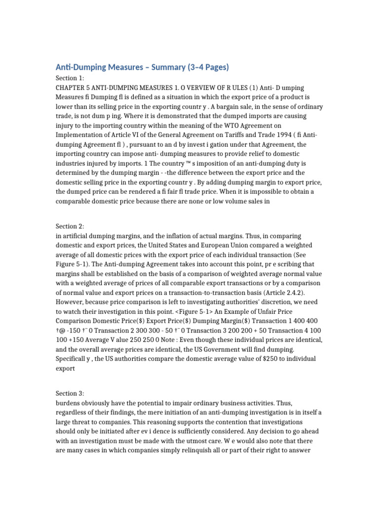 Anti Dumping Short Summary | PDF | Dumping (Pricing Policy) | International Trade