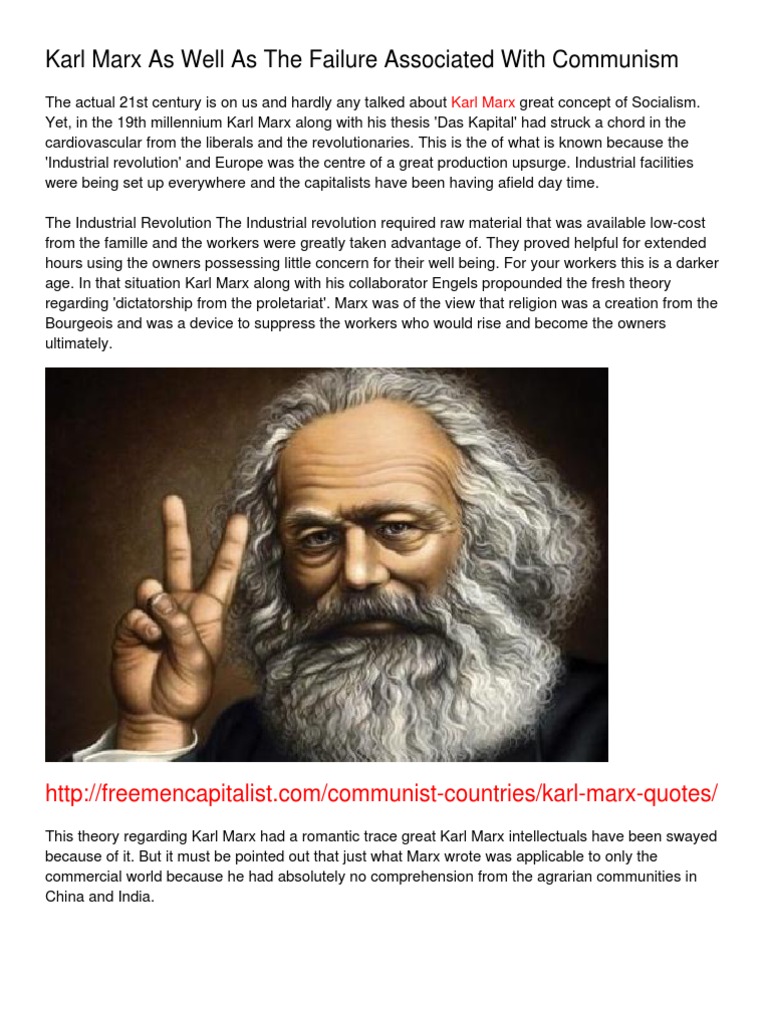 Karl Marx As Well As The Failure Associated With Communism | PDF | Karl ...