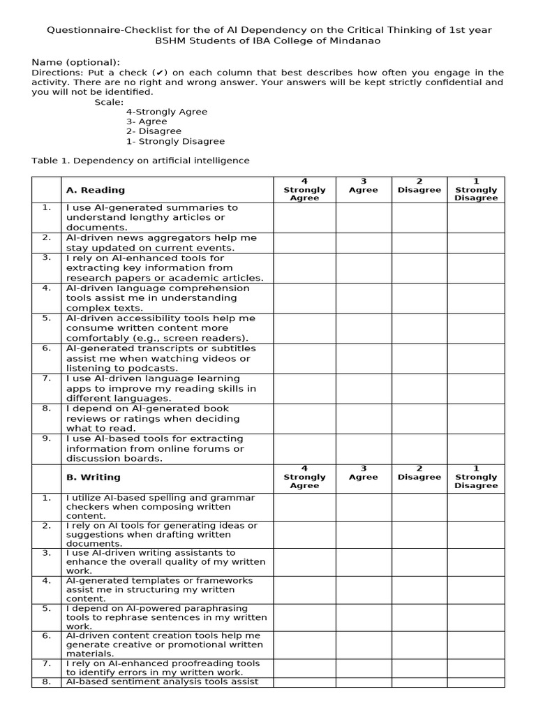 NEW Questionnaire 9-19-2025 | PDF | Artificial Intelligence ...