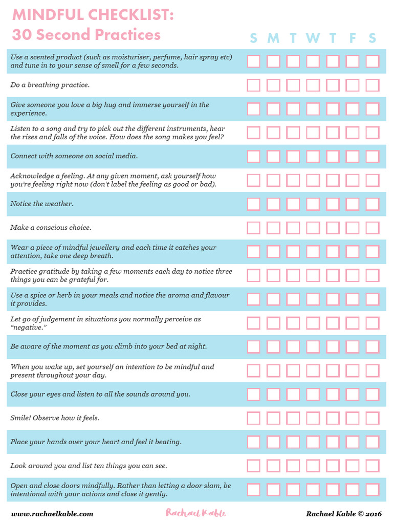 Mindfulness Checklist | PDF