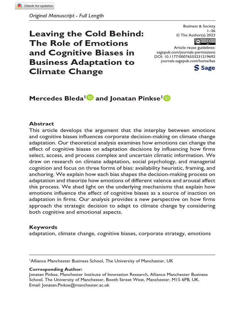 Leaving The Cold Behind | PDF | Emotions | Decision Making