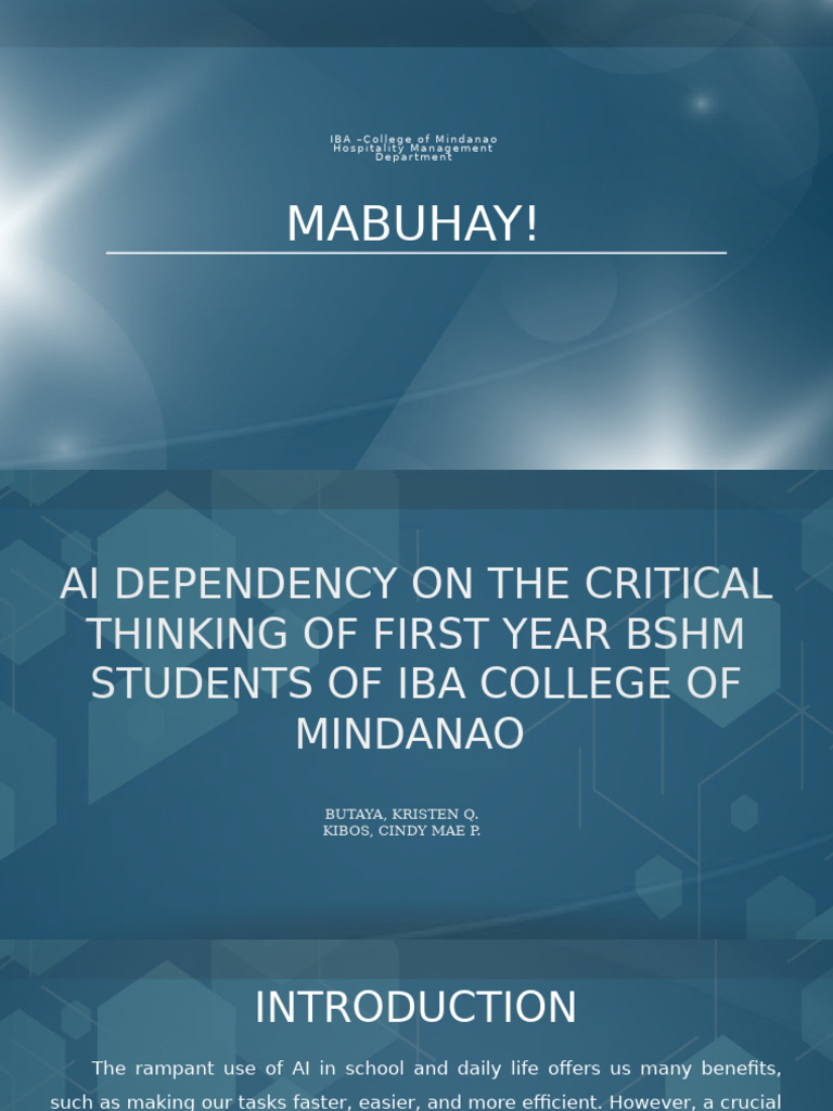 AI Dependency and Critical Thinking in BSHM | PDF | Survey Methodology ...
