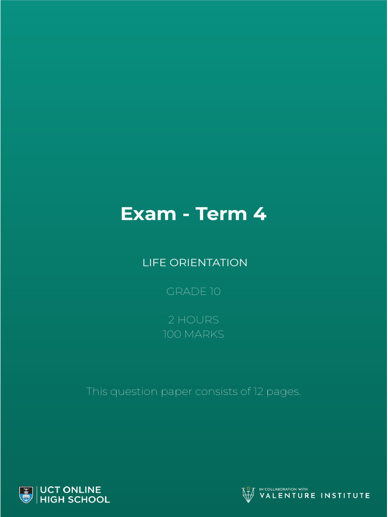 Grade 10 Life Orientation Exam Guide | PDF | Adolescence | Labour Economics