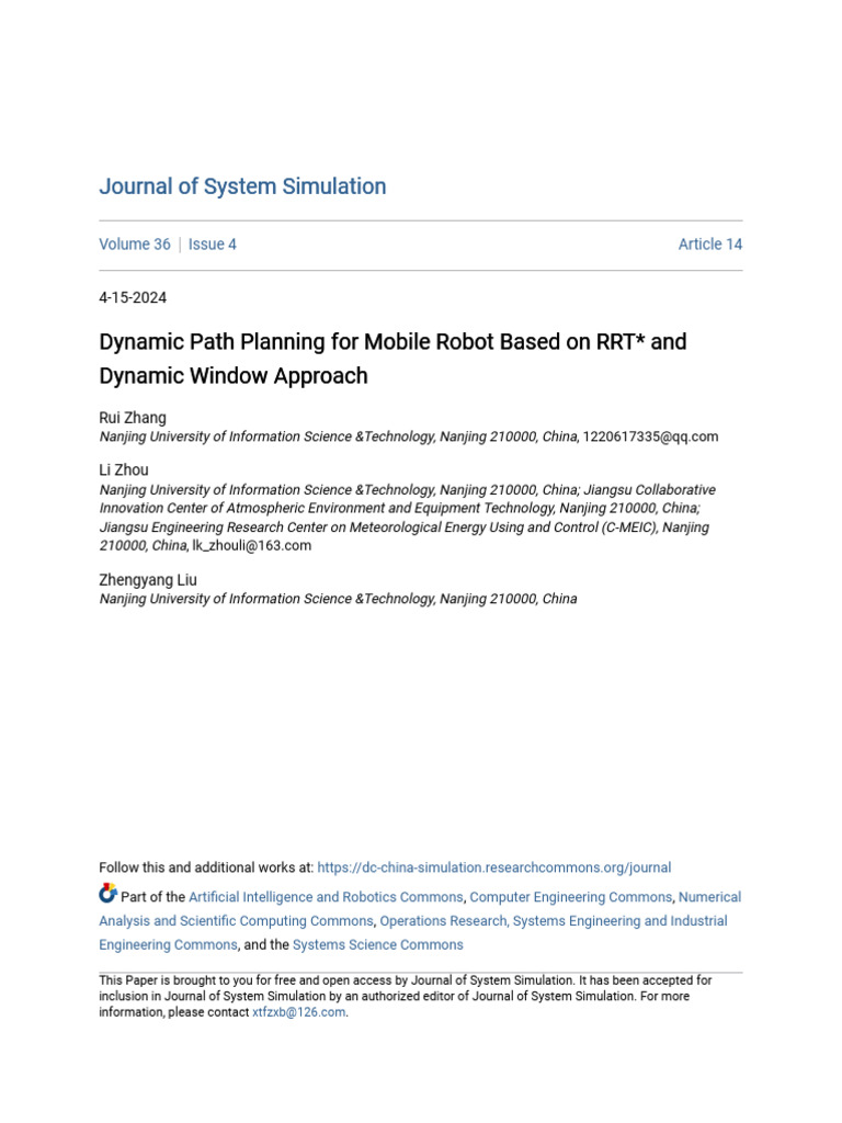 Dynamic Path Planning For Mobile Robot Based On RRT - and Dynamic | PDF