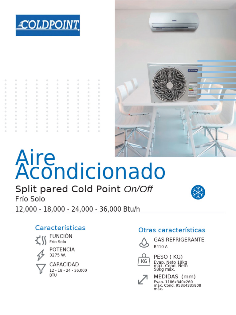 Aire Acondicionado Split Cold Point 12-36K BTU | PDF