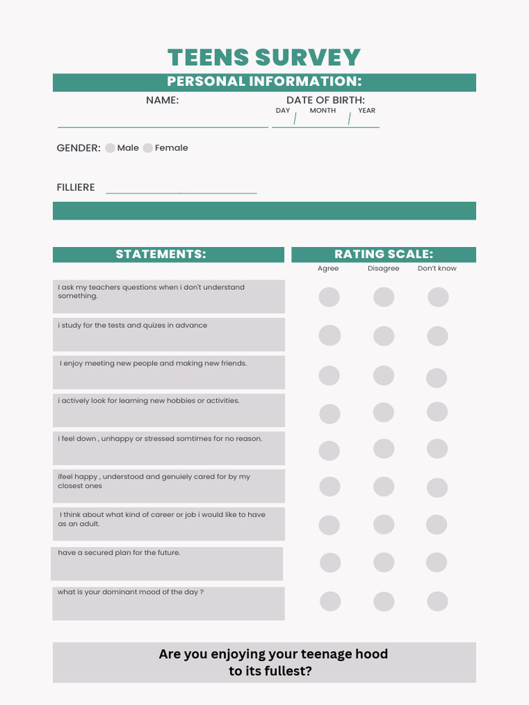 Green Gray Simple Survey Form A4 Document PDF | PDF