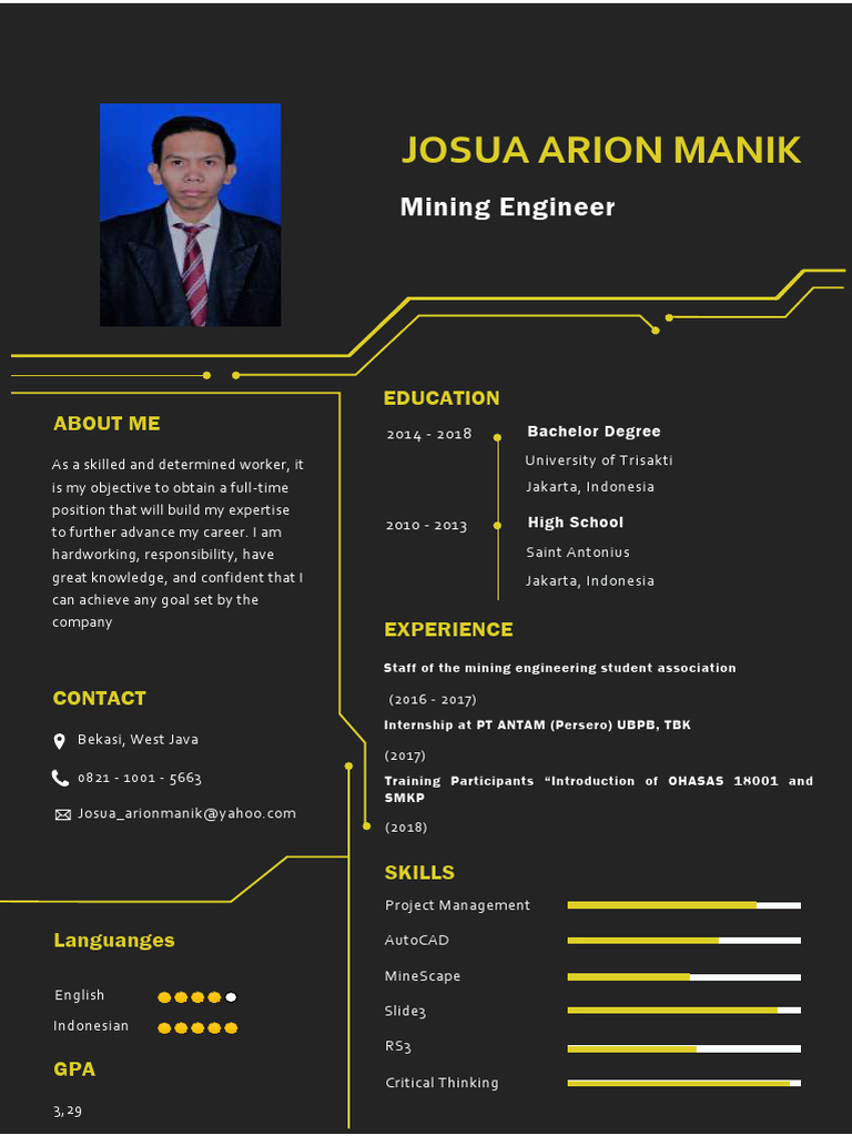 Josua Arion Manik: Mining Engineer | PDF